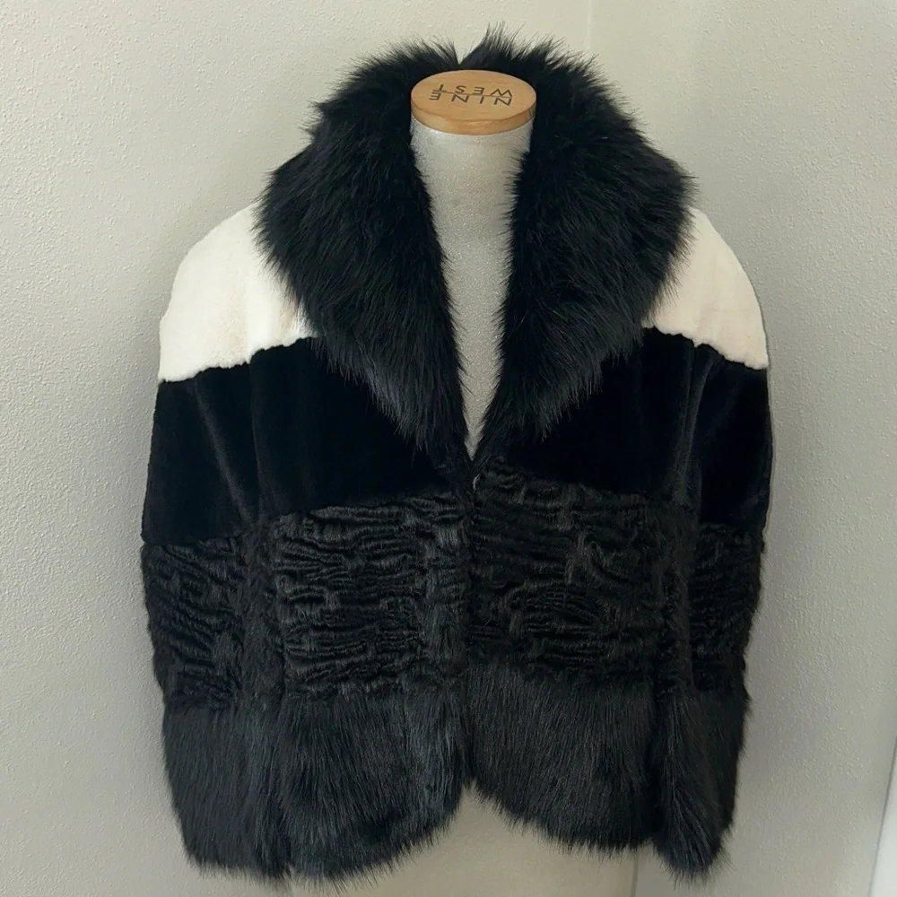 CeLeste by Bibhu | Jackets & Coats | Celeste By Bibhu Black White Faux ...